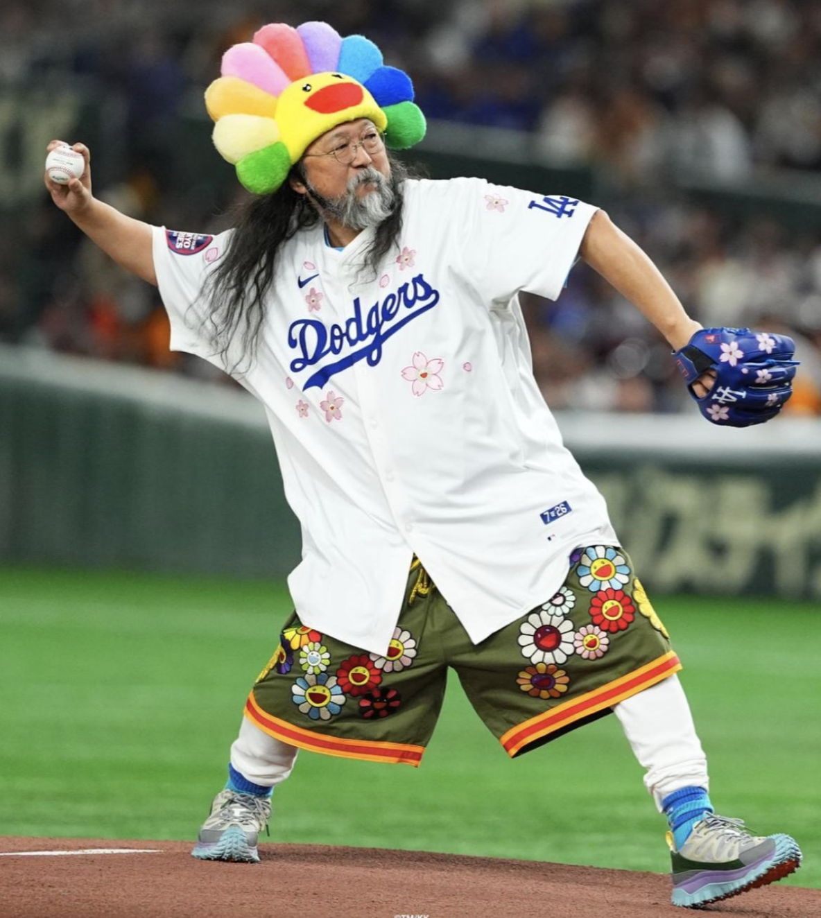 PITCH PERFECT: Takashi Murakami Throws Pitch at Dodger’s Baseball Game ...